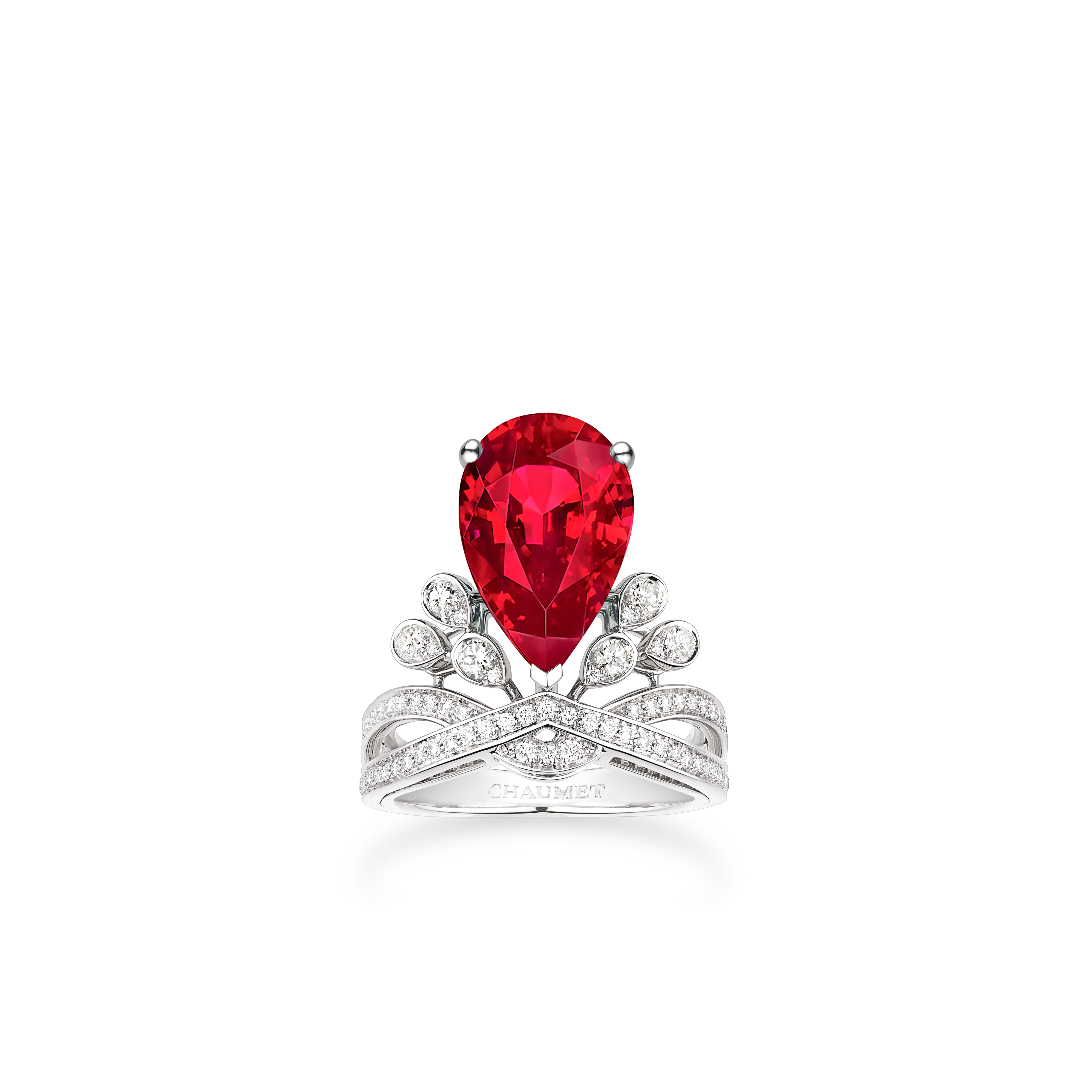 Platinum solitaire, 5 carat ruby, diamonds JOSÉPHINE Platinum Diamond ...