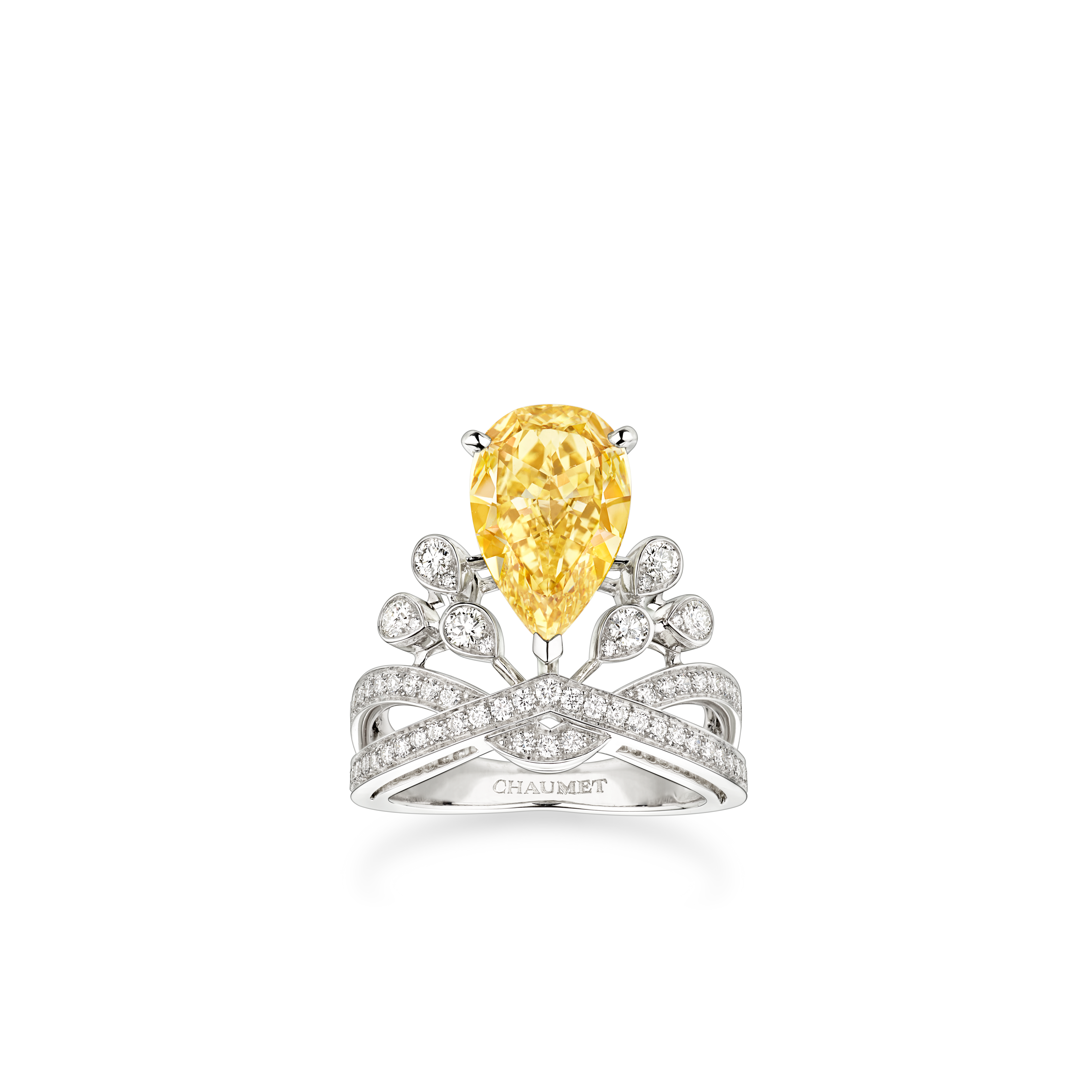 Platinum solitaire, 3 carat yellow diamond, diamonds JOSÉPHINE Platinum ...